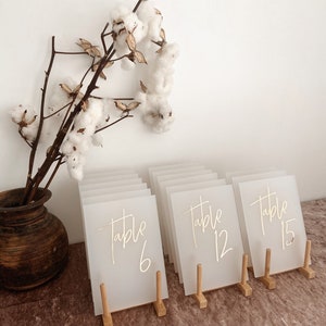 ACRYLIC Table Numbers Frosted Rose Gold Clear White Black Acrylic Perspex Table Number Signage ...
