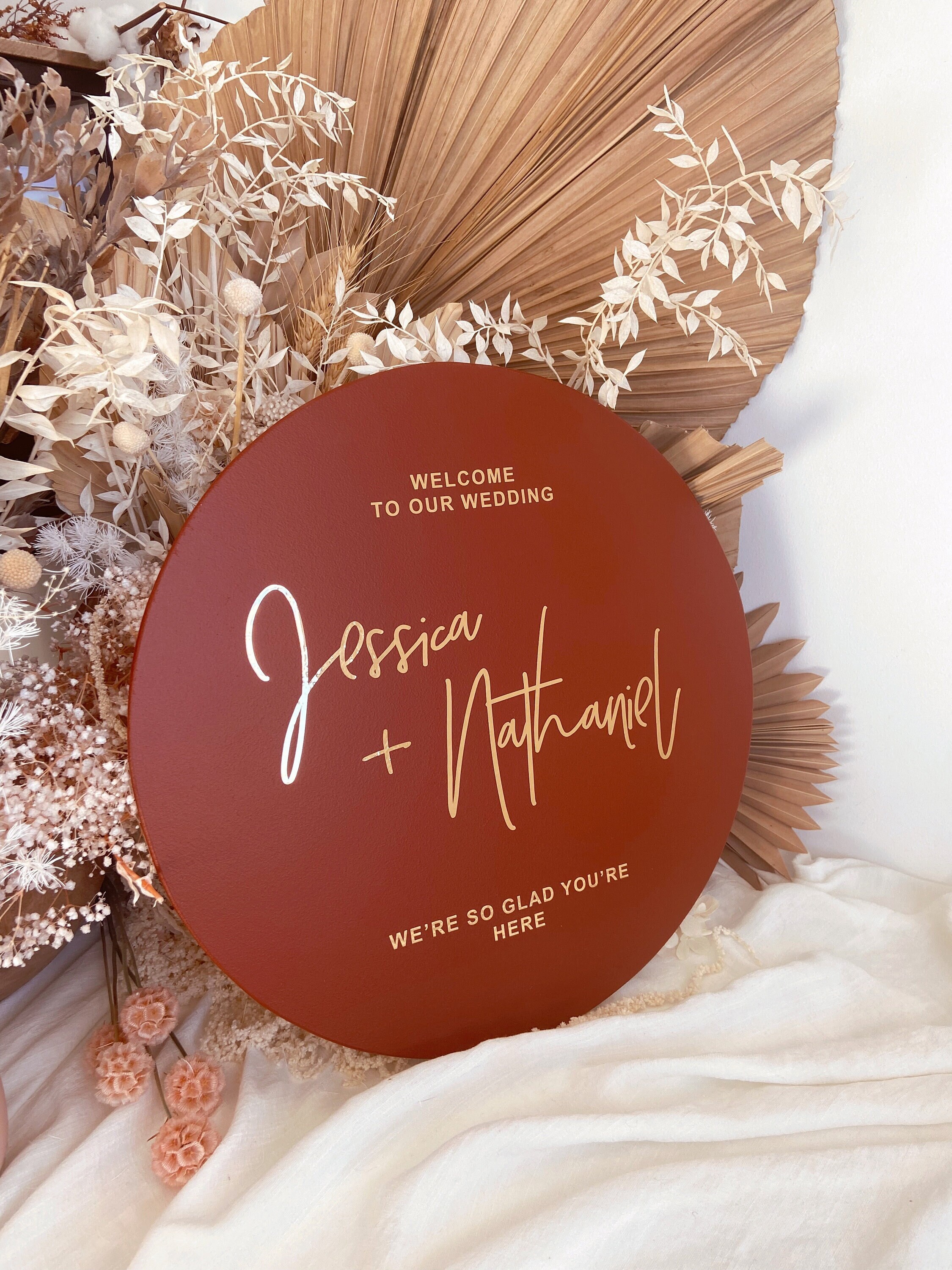 ROUND Wedding Wooden Welcome Sign Circle Wedding Reception | Etsy Australia