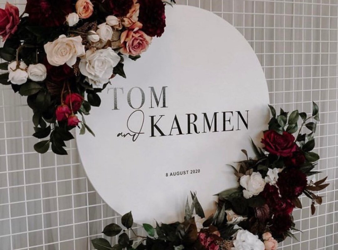 ROUND Wedding Wooden Welcome Sign Circle Wedding Reception Sign ...