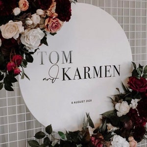 ROUND Wedding Wooden Welcome Sign Circle Wedding Reception Sign ...