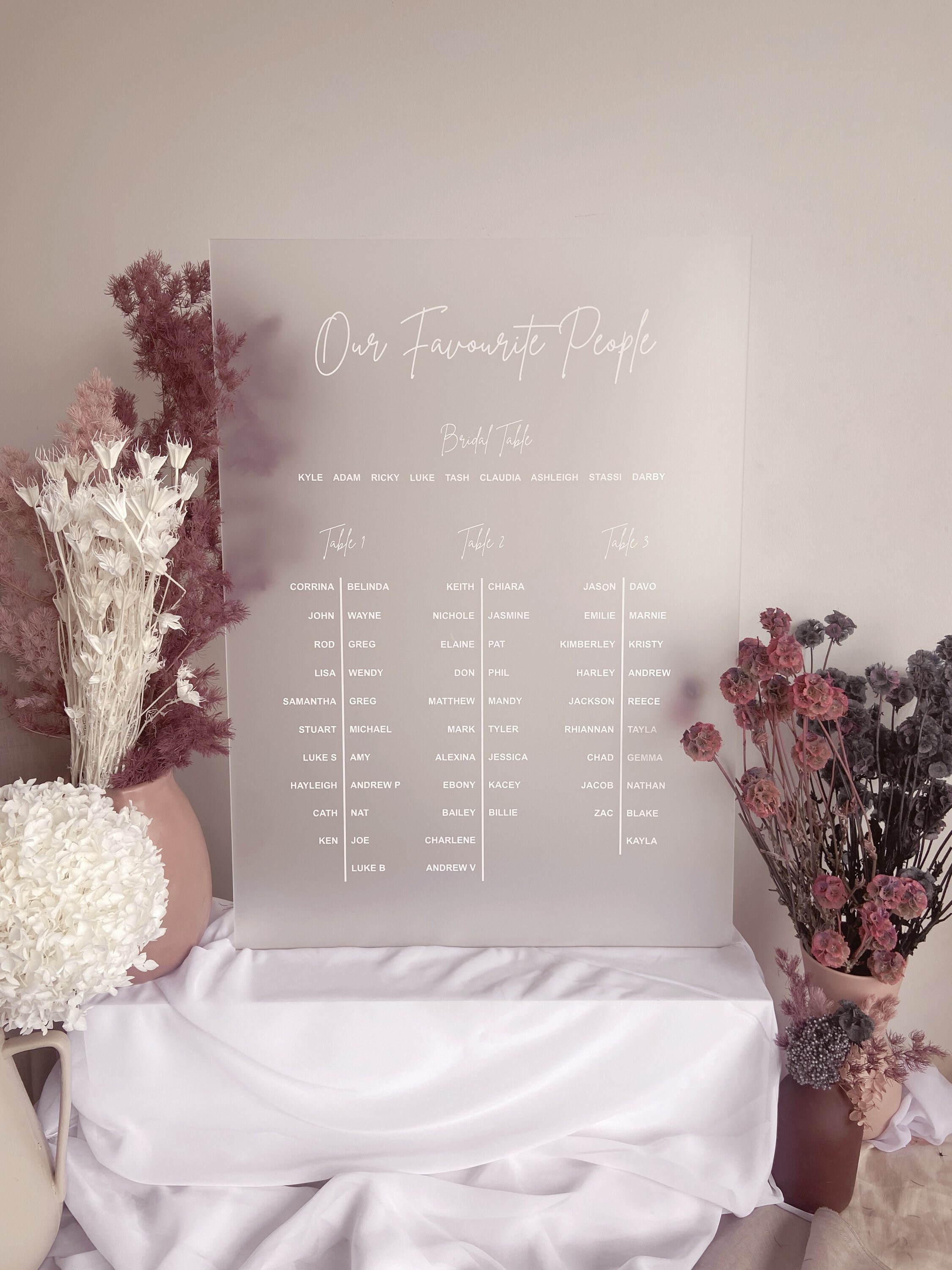 ACRYLIC Seating Chart Perspex Guest Wedding Seating Plan - Etsy Australia