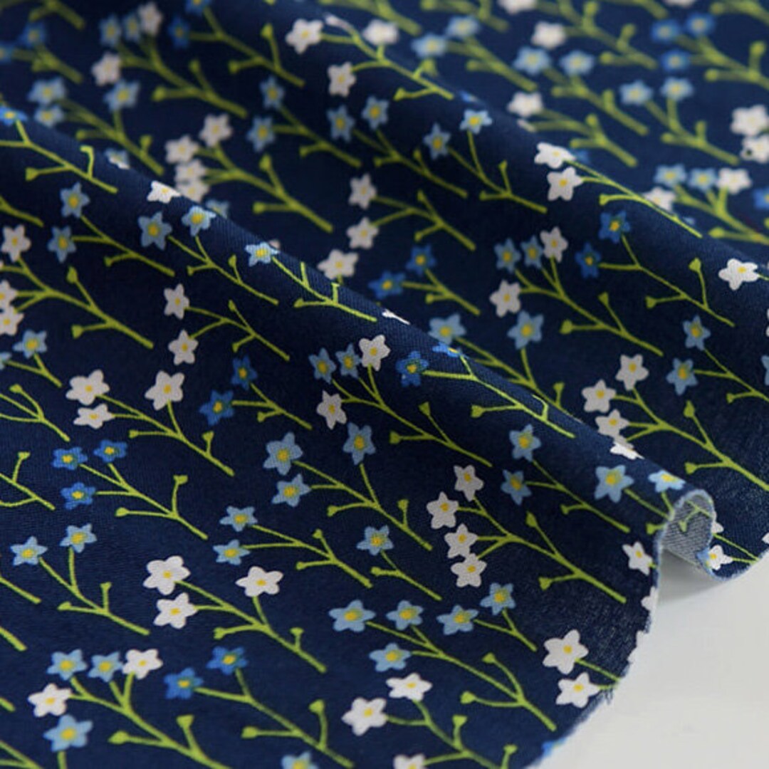 Floral, Plants Pattern, Cucumber Herb Flower Printed Cotton Fabric by ...
