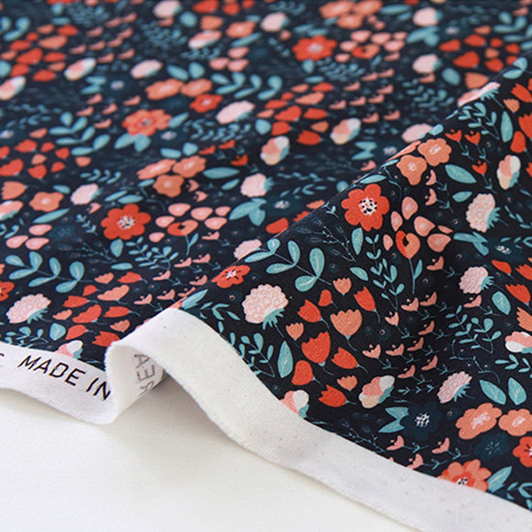 Floral, Plants Pattern, Minuet Garden, Flower Printed Cotton Fabric by ...