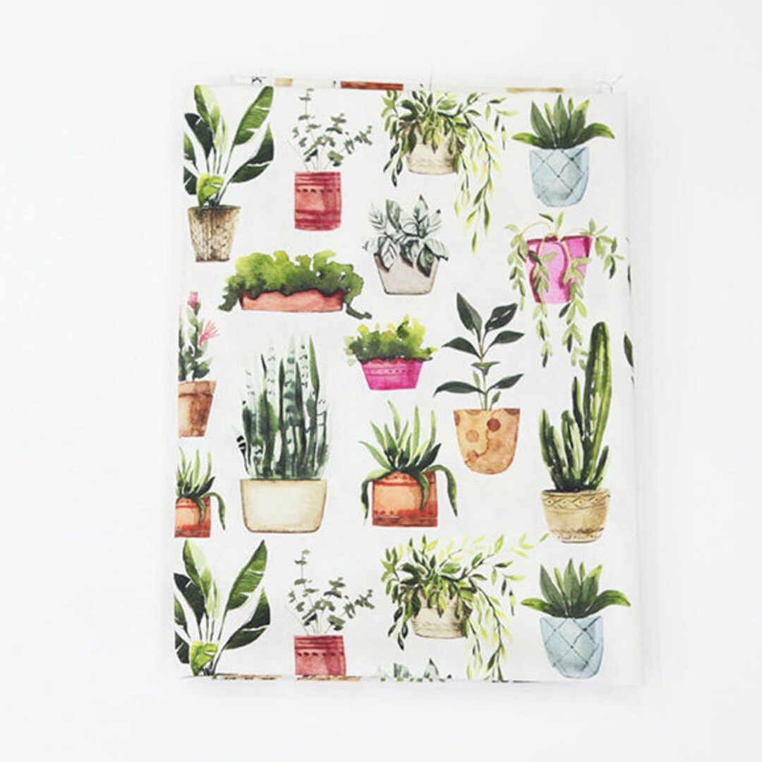 Floral, Plants Pattern, Tropical Plants, Flower Printed Cotton Fabric ...