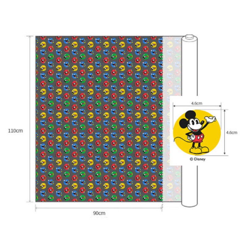 Disney Pattern, Mickey Mouse Wappen Print Cotton Fabric by the Yard ...