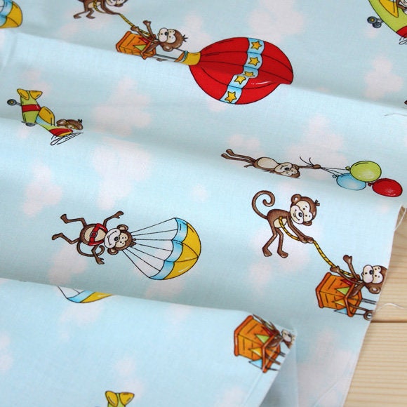 Monkey Printed Cotton Fabric by the Yard 110cm Wide Cute - Etsy
