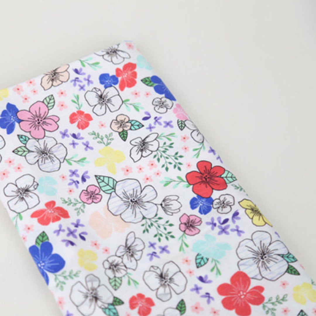 Floral, Plants Pattern, Blossom Flower Printed Cotton Fabric by the ...