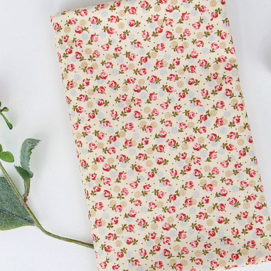 Floral, Plants Pattern, Little Rose, Flower Printed Cotton Fabric by ...
