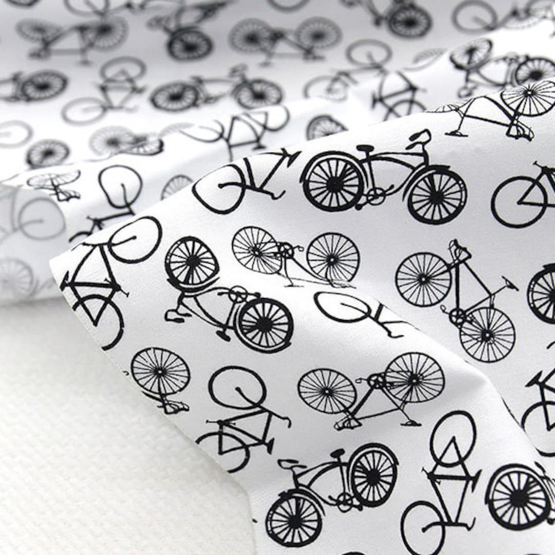 Lifestyle Pattern, Vintage Bicycle Printed Cotton Fabric by the Yard ...