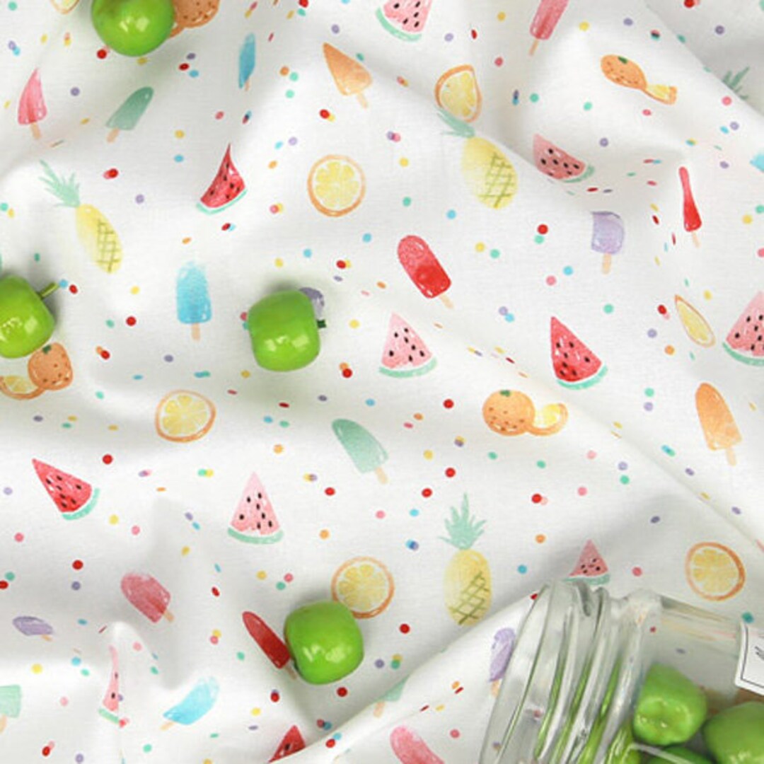 Food, Fruits, Vegetable Pattern, Fruit Ice Cream Printed Cotton Fabric ...