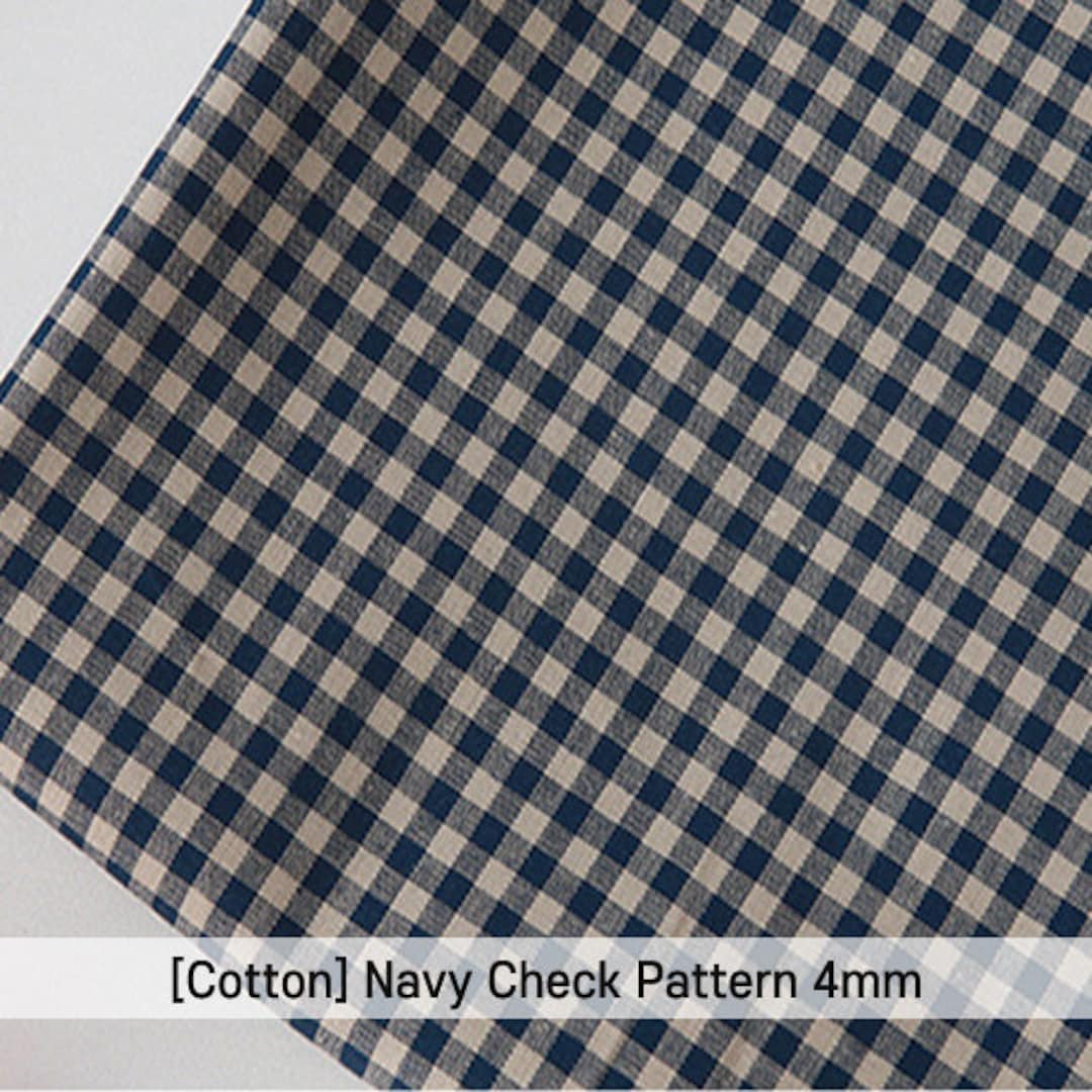 Geometric Check Dot Stripe Pattern, 4mm Navy & 10mm Black Check Print ...