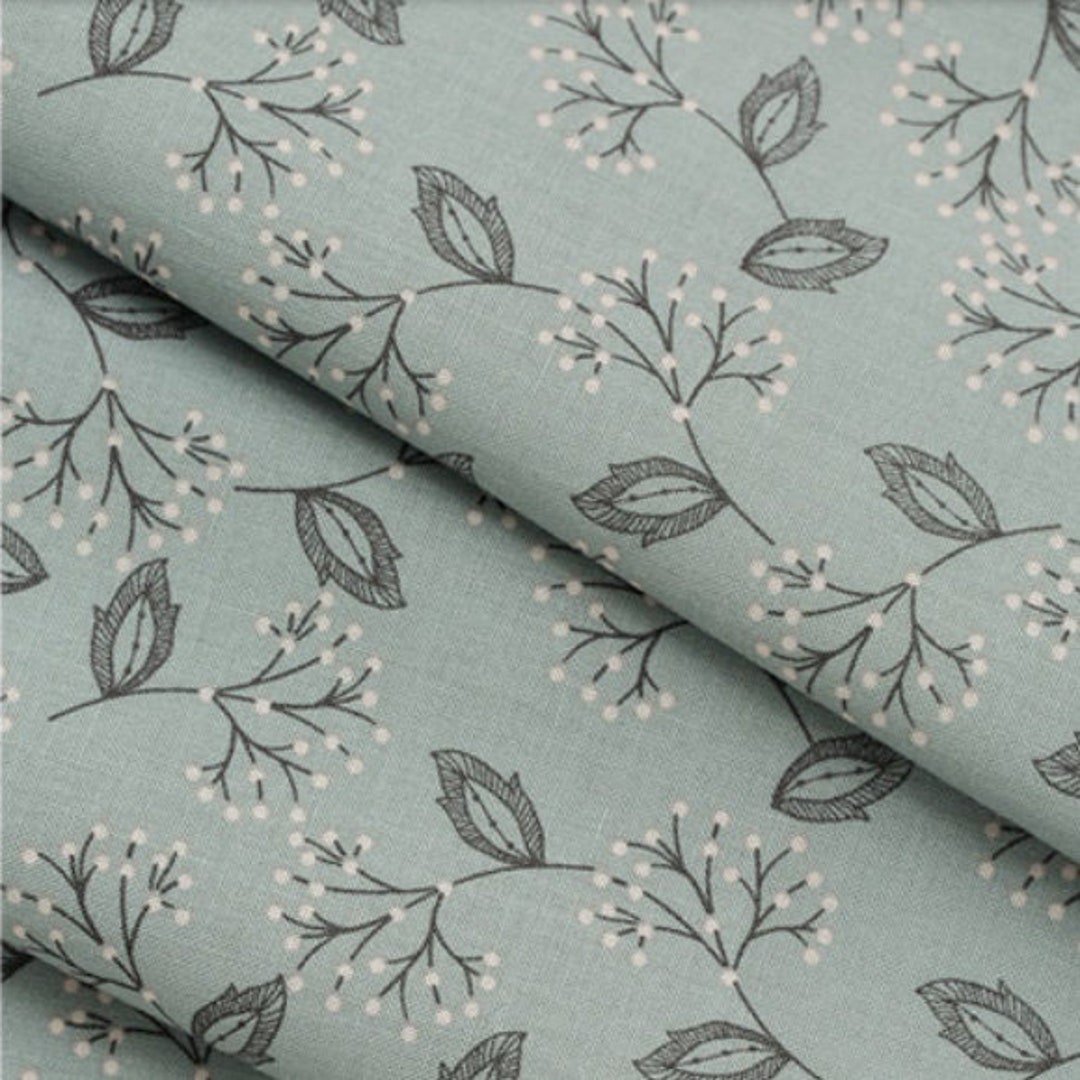 Floral, Plants Pattern, Mistletoe Flower Printed Cotton Fabric by the ...