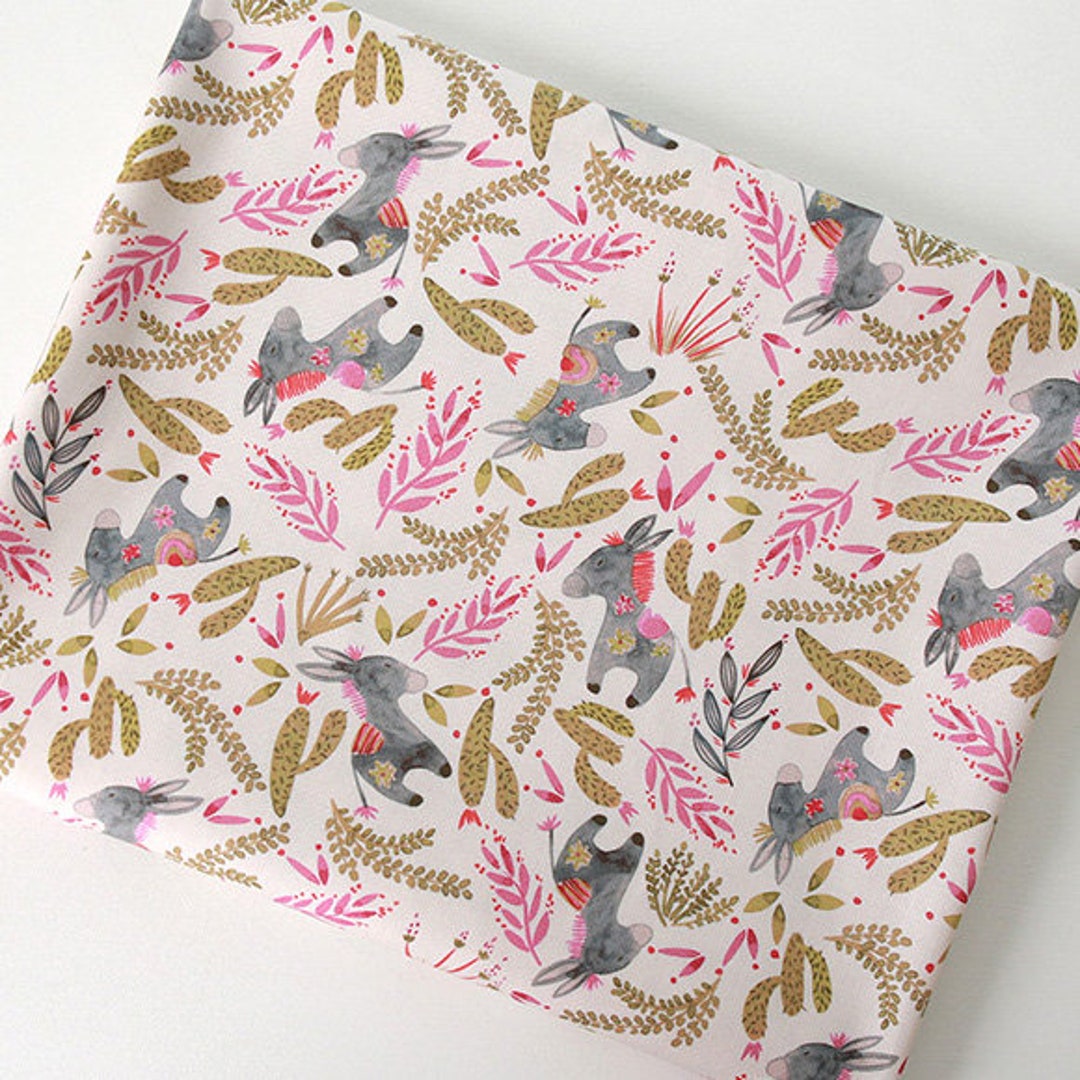 Donkey Printed Cotton Fabric by the Yard, 110cm Wide, Cute Horse ...