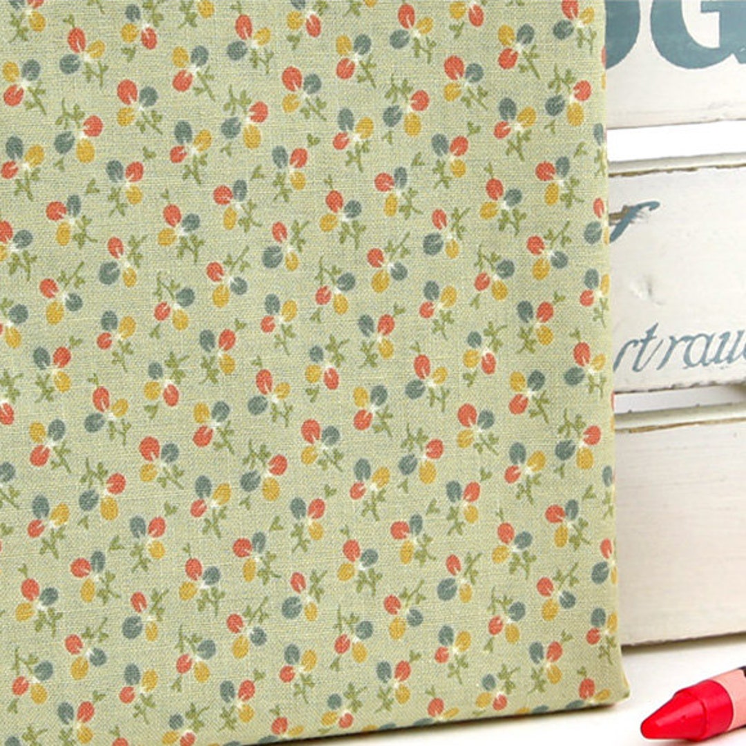 Floral, Plants Pattern, Three-leaf Clover, Flower Printed Cotton Fabric ...