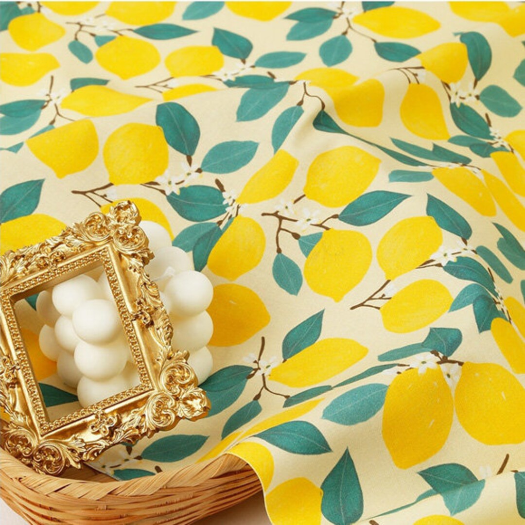 Food, Fruits, Vegetable Pattern, Lemon Tree Printed Cotton Fabric by ...