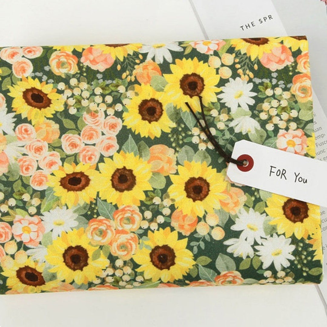 Floral, Plants Pattern, Sunflower and Rose, Flower Printed Cotton ...