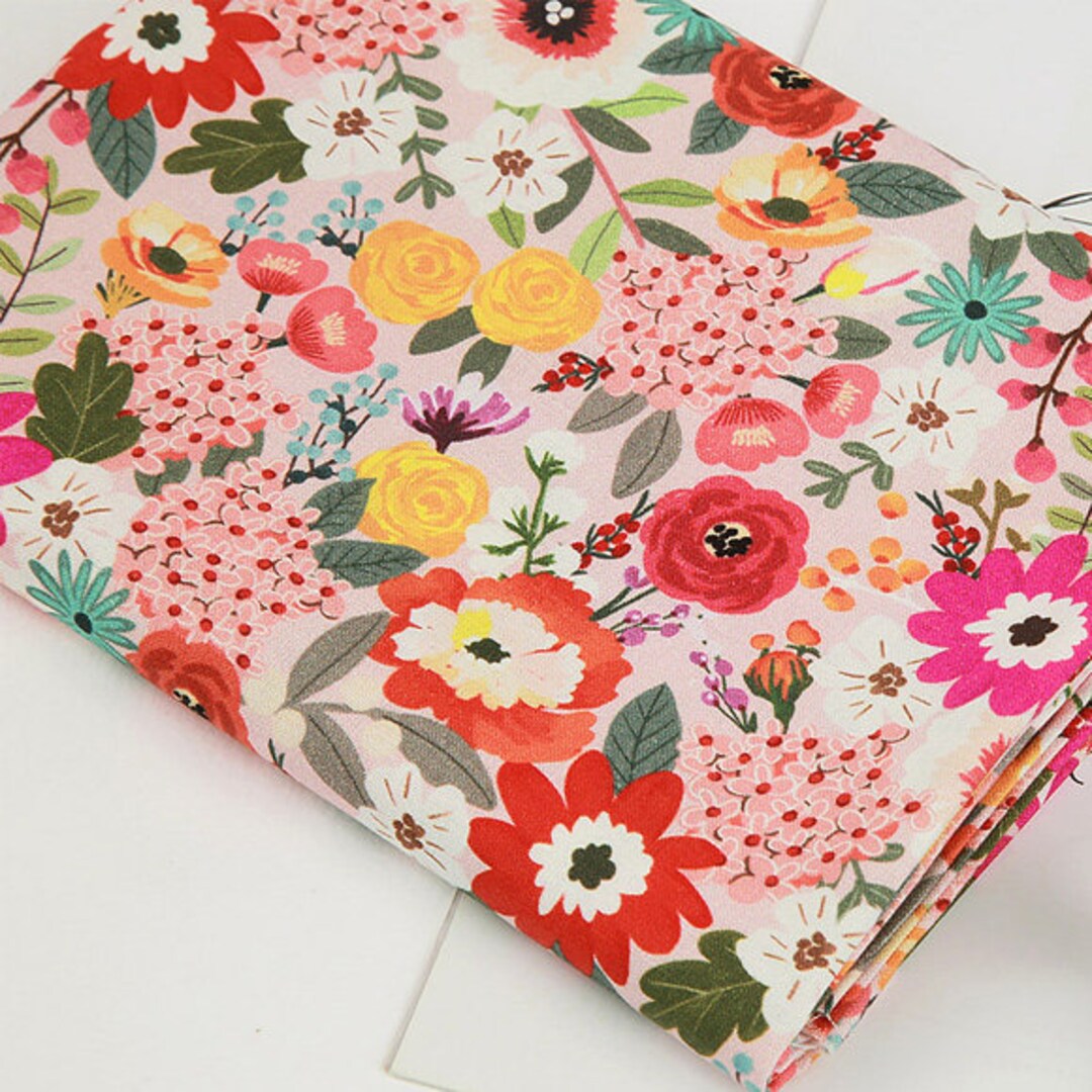 Floral, Plants Pattern, Aroma Garden, Flower Print Cotton Fabric by the ...