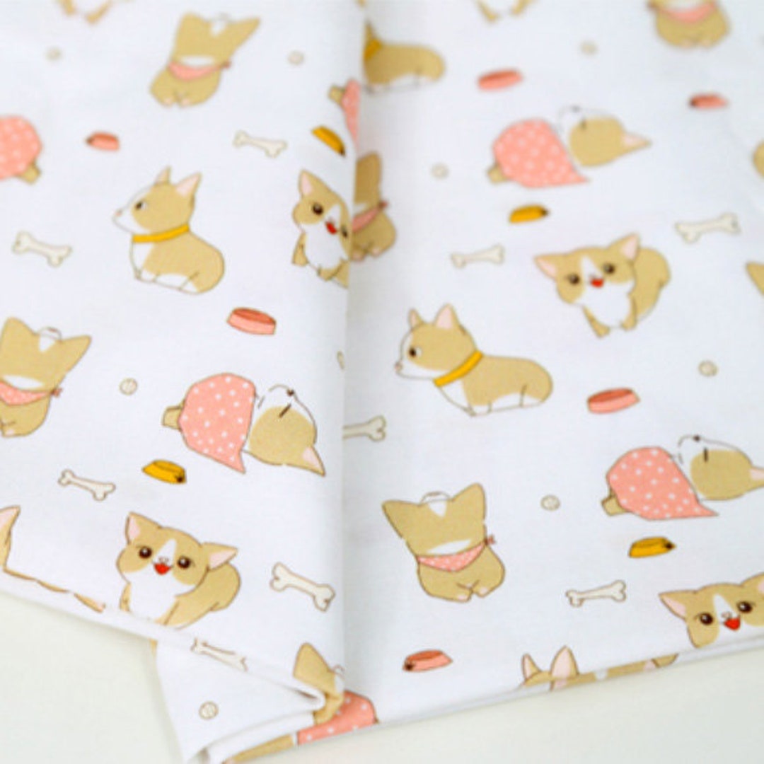 Dog Printed Cotton Fabric by the Yard, Cute Puppies, 110cm Wide, Cotton ...