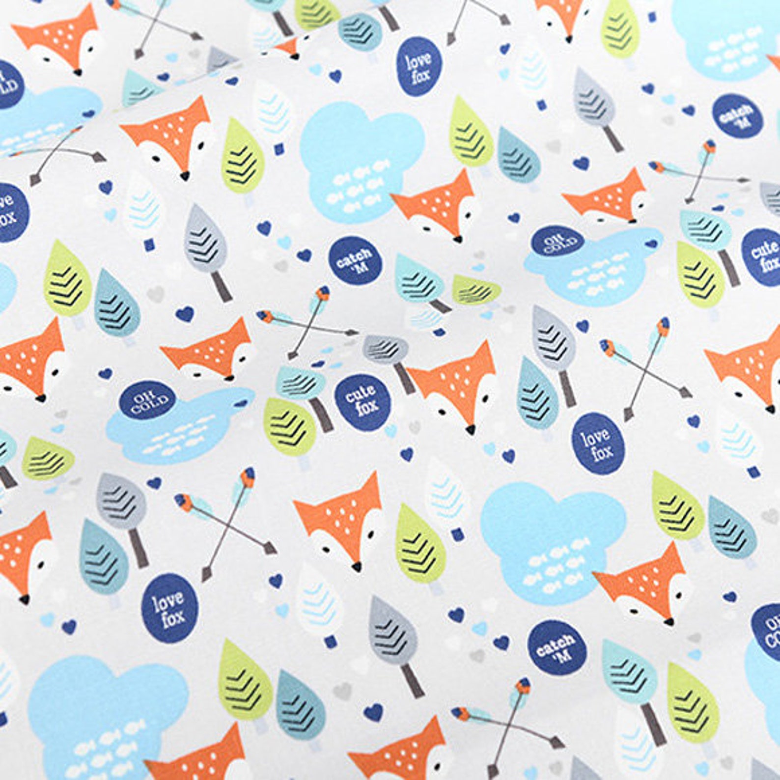 Fox Printed Cotton Fabric by the Yard, 110cm Wide, Cotton Material ...
