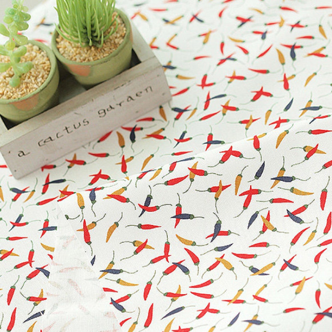Floral, Plants Pattern, Hot Pepper, Flower Printed Oxford Cotton Fabric ...