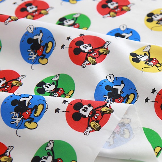 Disney Pattern Mickey Mouse Wappen Print Cotton Fabric by the | Etsy