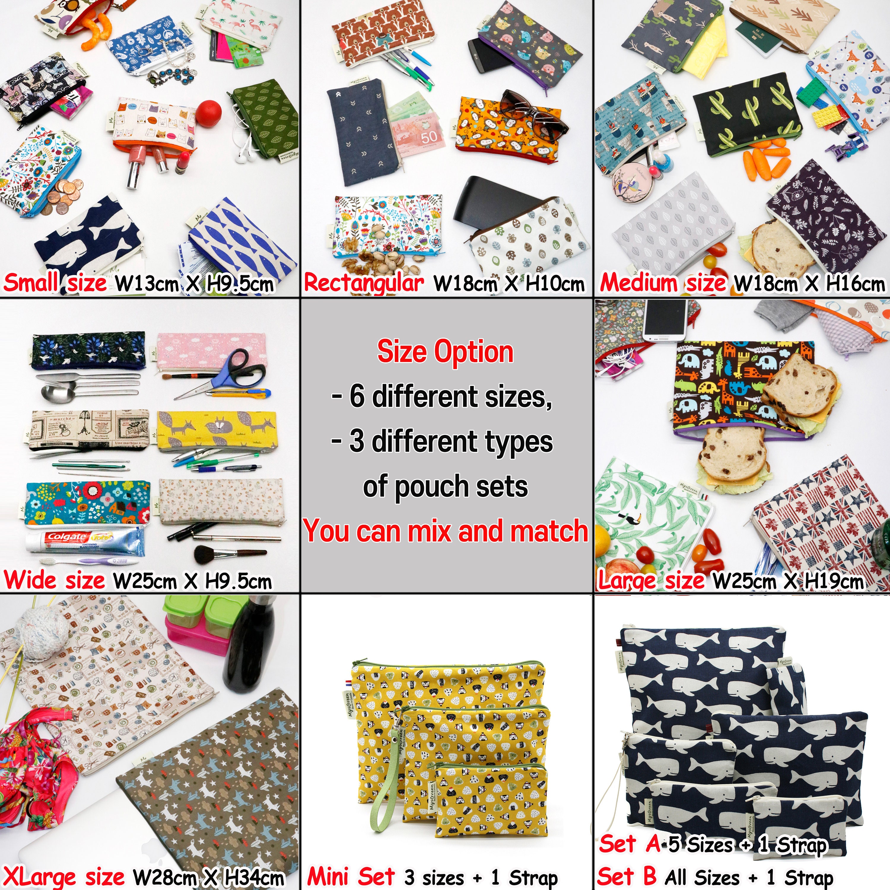 Animal Bird Fish Print Zipper Pouch Reusable Pouch Set - Etsy