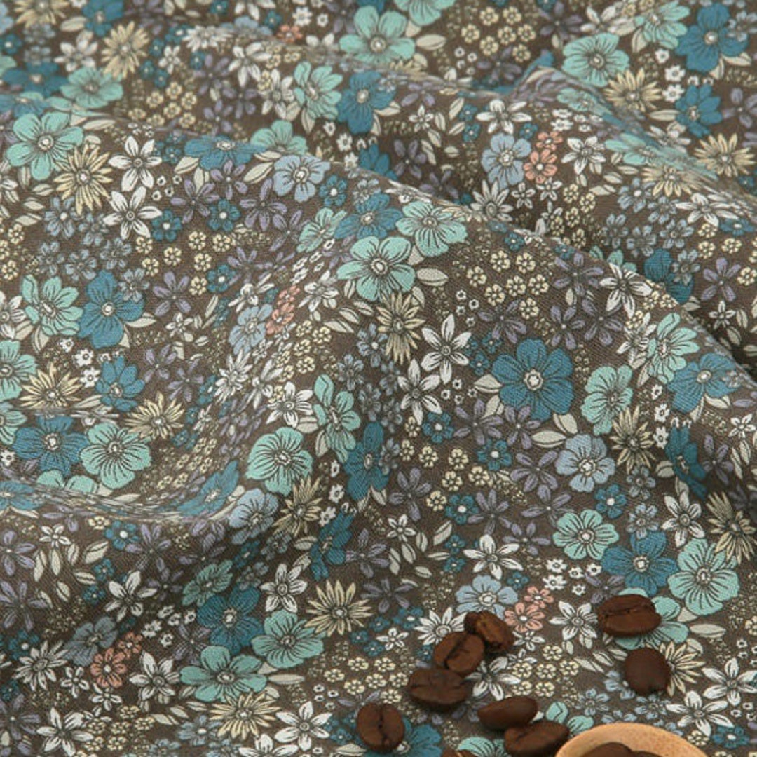 Floral, Plants Pattern, La Fleur, Flower Printed Cotton Fabric by the ...