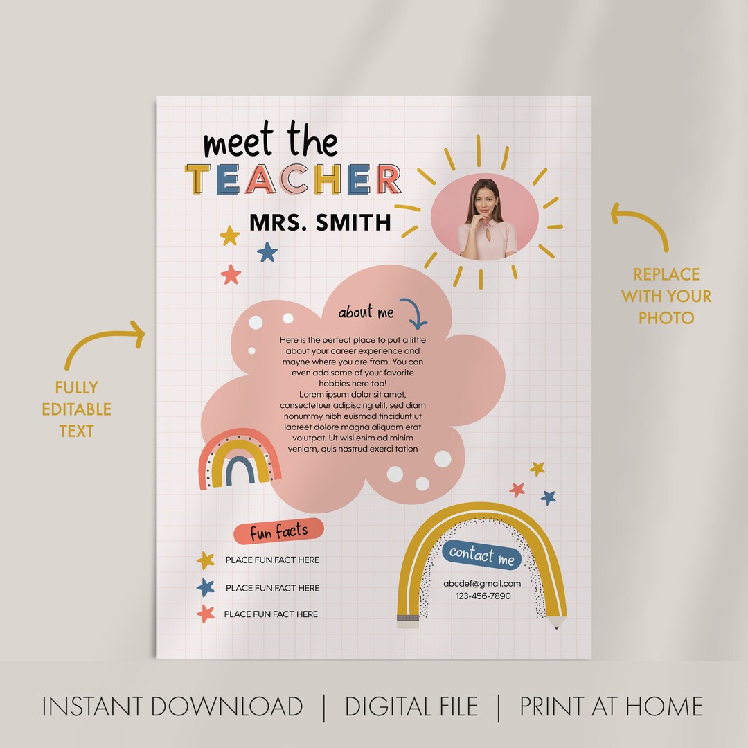 Editable Meet the Teacher Template, Editable Teacher Printable, Open ...
