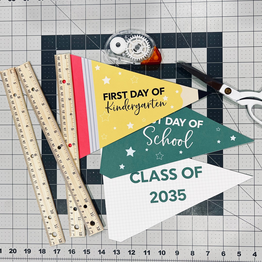 Editable First Day of School Flags, Printable Back to School Pennant ...