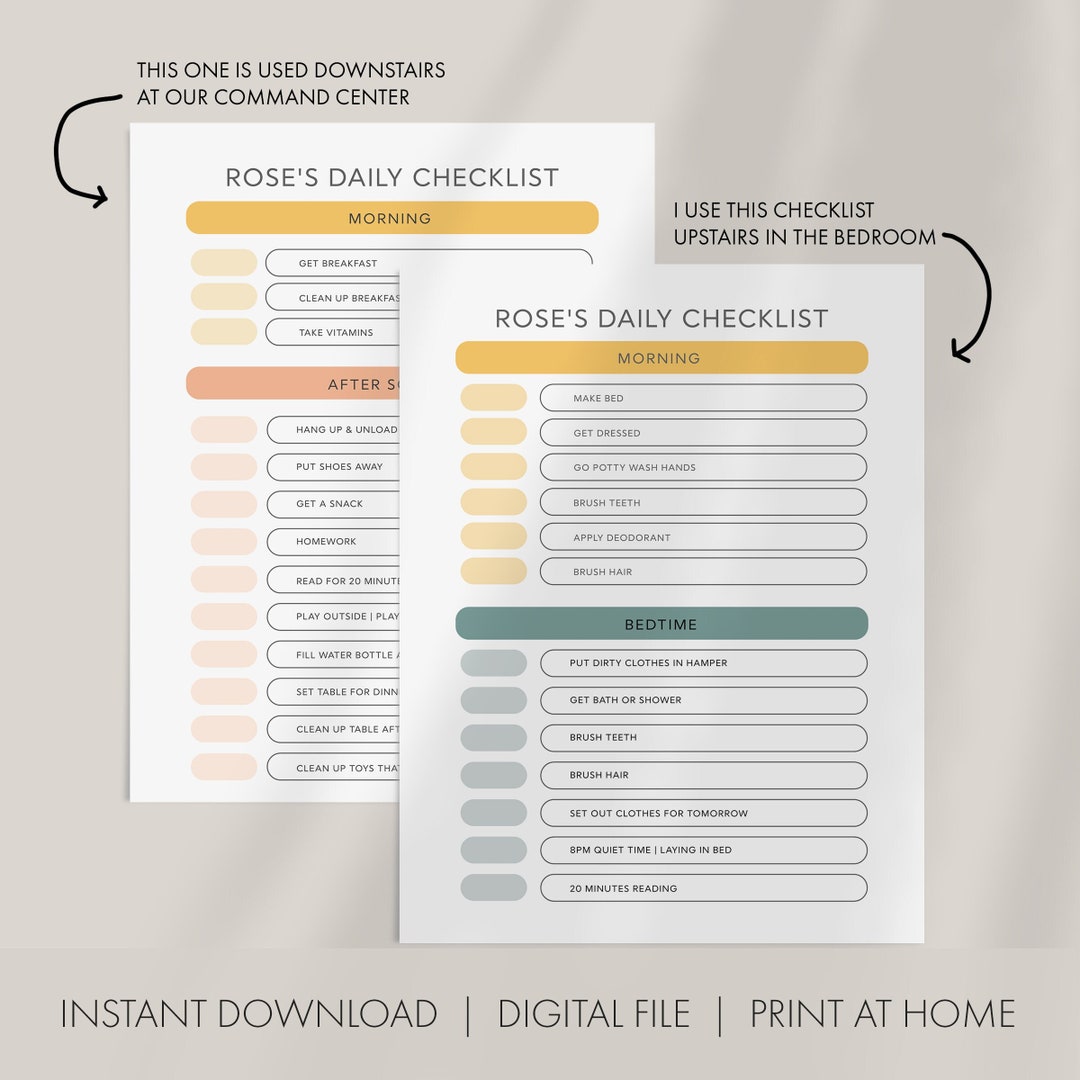Editable Kids Daily Routine Checklist, Editable Daily Routine, Chore ...