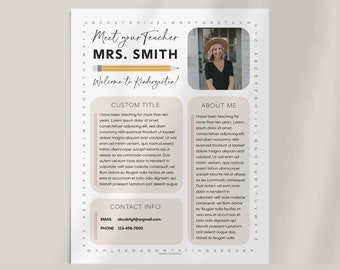 Meet the Teacher Printable Template, School Open House Canva Template ...