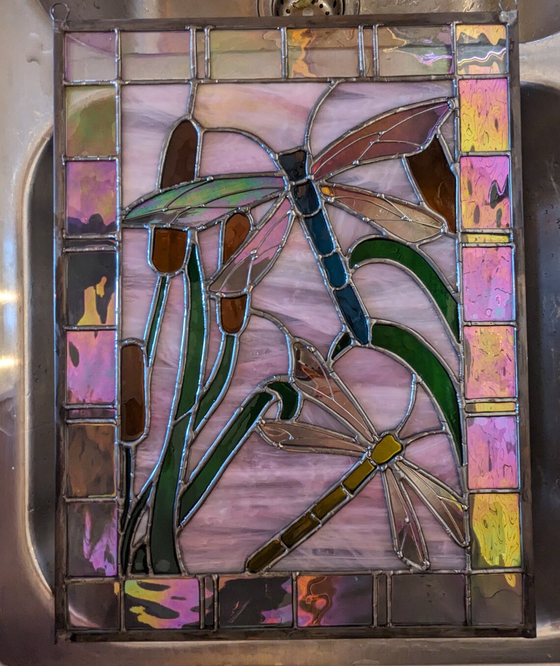 Stained Glass Dragon Fly Panel - Etsy