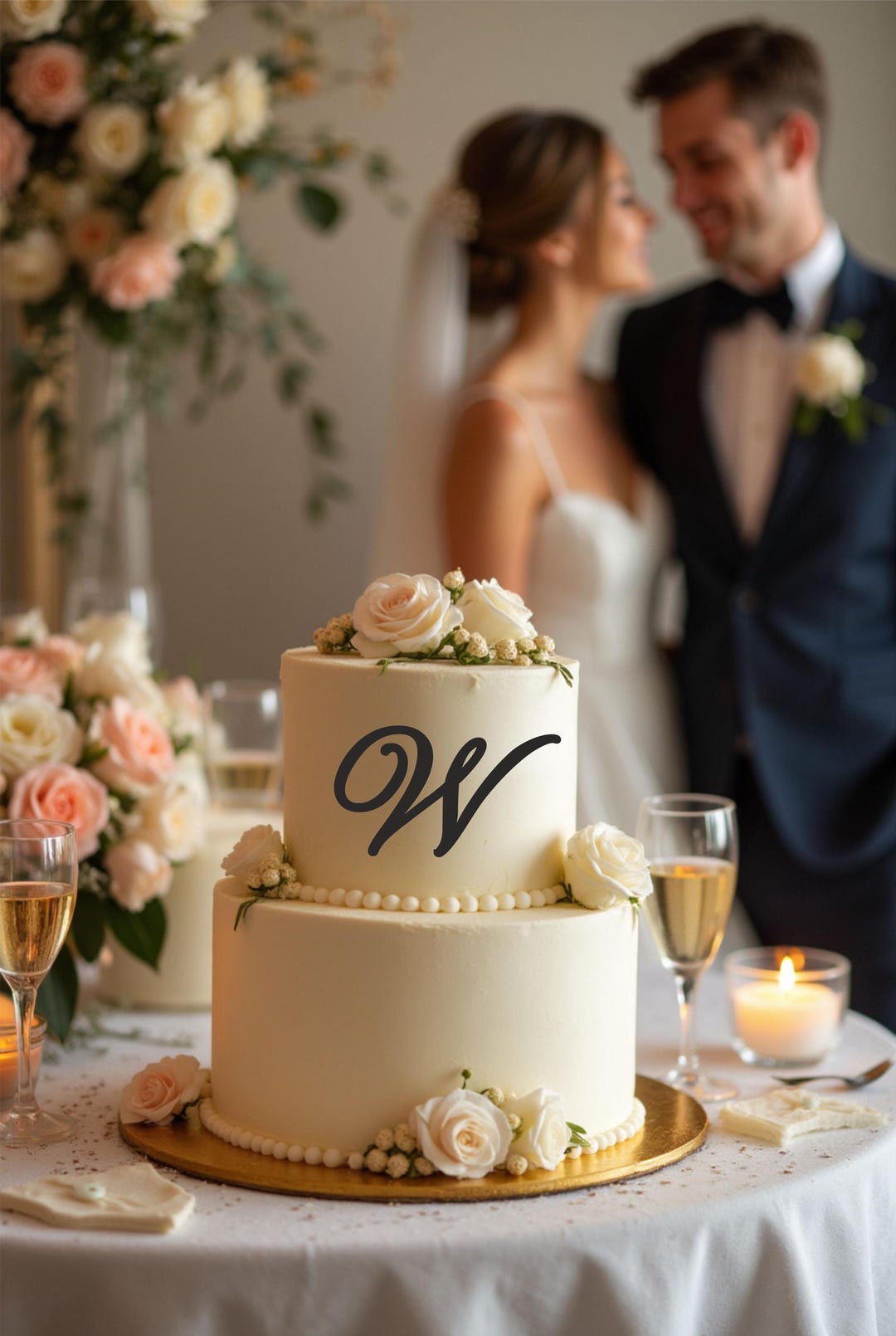 Initial Wedding Acrylic Cake Topper, Charm Monogram Cake Toppers for ...