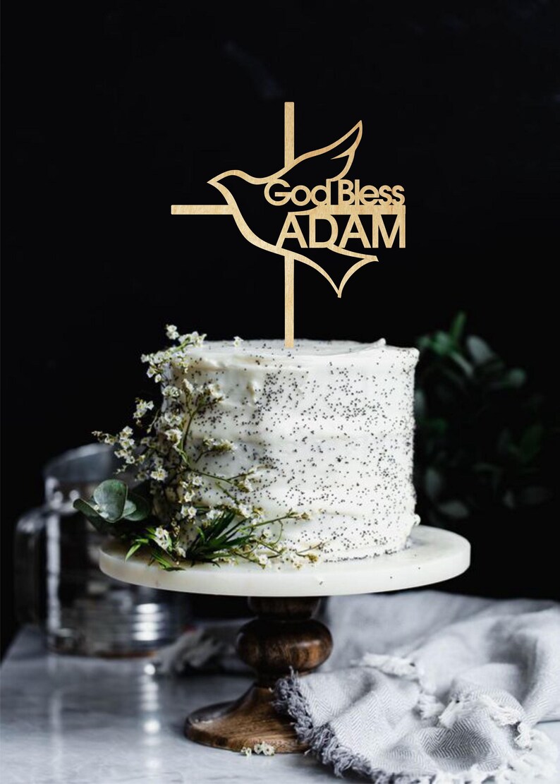 Baptism Cake Topper, God Bless Cake Toppers, First Holy Communion Cake ...