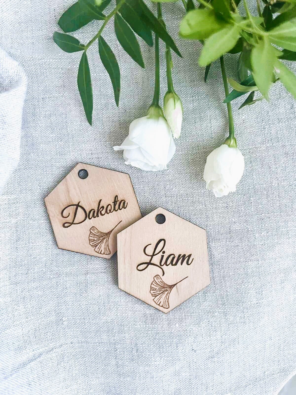Wooden Table Place Names Cards for Wedding | Hexagon Name Tag | Wedding ...
