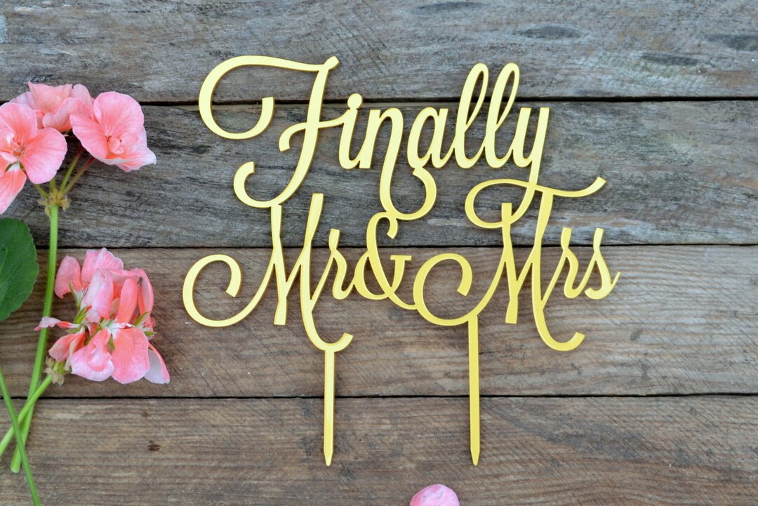 Finally Mr and Mrs Wedding Cake Toppers for Wedding Gold Silver Black ...