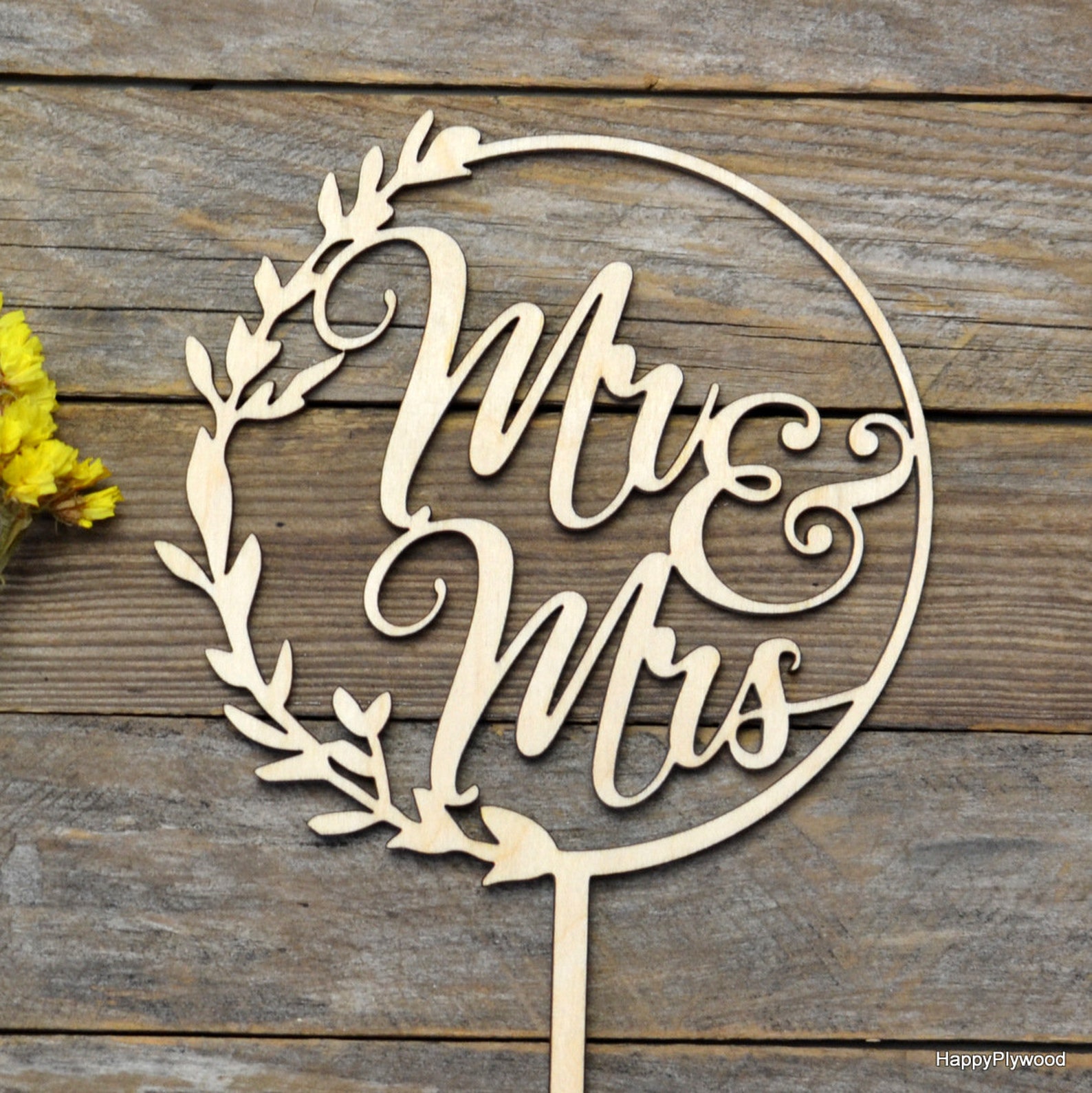 Wedding Cake Topper Wreath Cake Topper Circle Cake Topper | Etsy