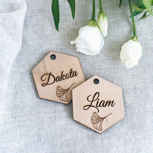 Wooden Table Place Names Cards for Wedding | Hexagon Name Tag | Wedding ...