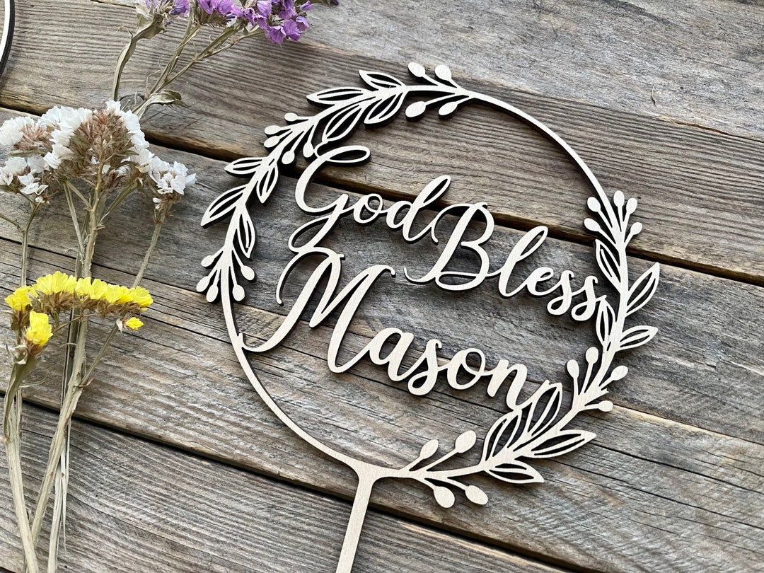 Custom Religious God Bless Cake Topper, First Communion Cake Topper ...