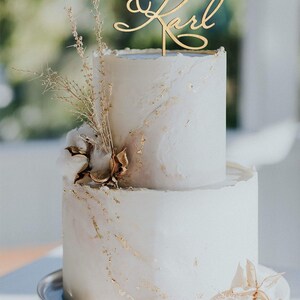 Gold Mirror Wedding Cake Topper, Personalized Cake Topper, Rustic ...