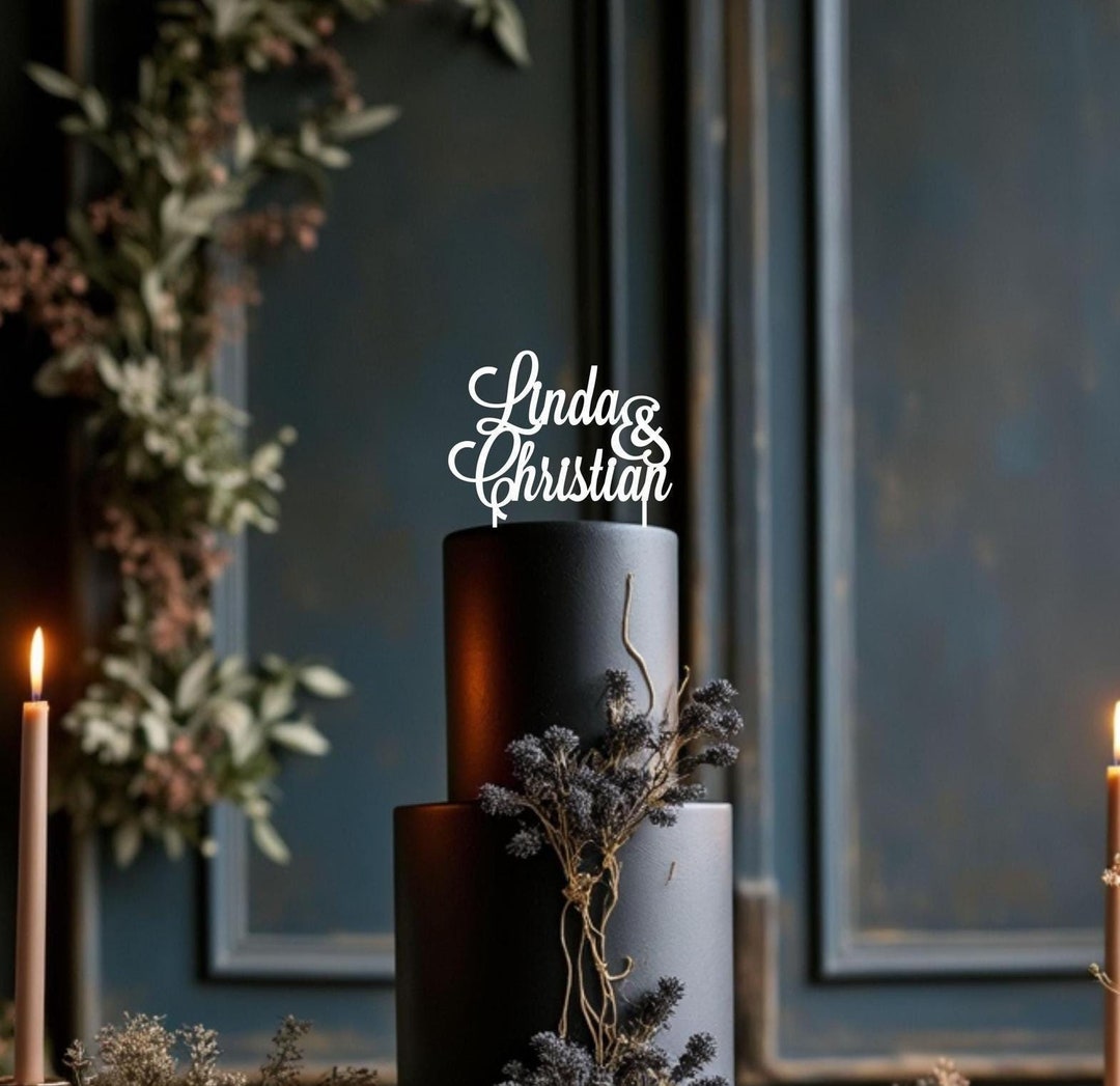 Custom Wedding Cake Topper, Personalized Name Cake Toppers for Wedding ...