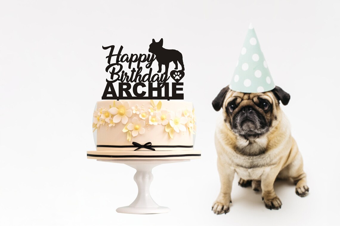 Birthday Cake Topper With Dog Custom Pet Gift Happy Birthday - Etsy