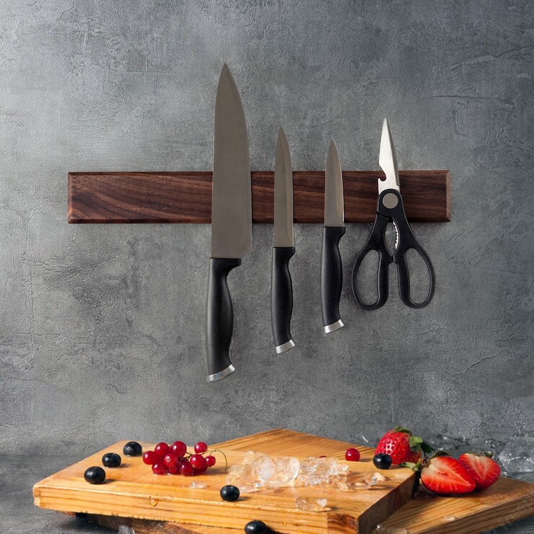 Handmade Walnut Magnetic Knife Rack, Wall Mounted Knife Bar - Etsy