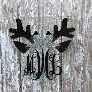 Reindeer Monogram Iron on Decal, Christmas Monogram Heat Transfer ...