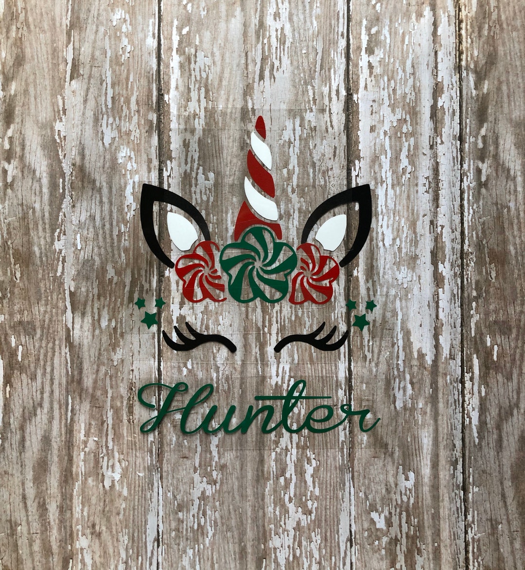Personalized Candy Cane Unicorn Iron-on Decal: DIY Christmas Shirt - Etsy