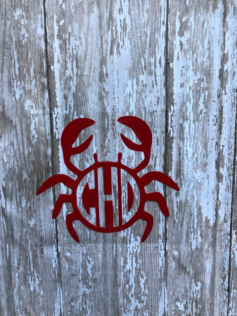 Crab Monogram Iron on Decal/ Glitter or Non Glitter Iron on | Etsy
