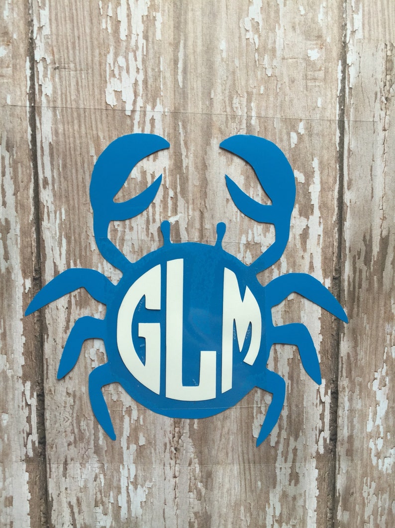 Crab Monogram Iron on Decal/ Glitter or Non Glitter Iron on | Etsy