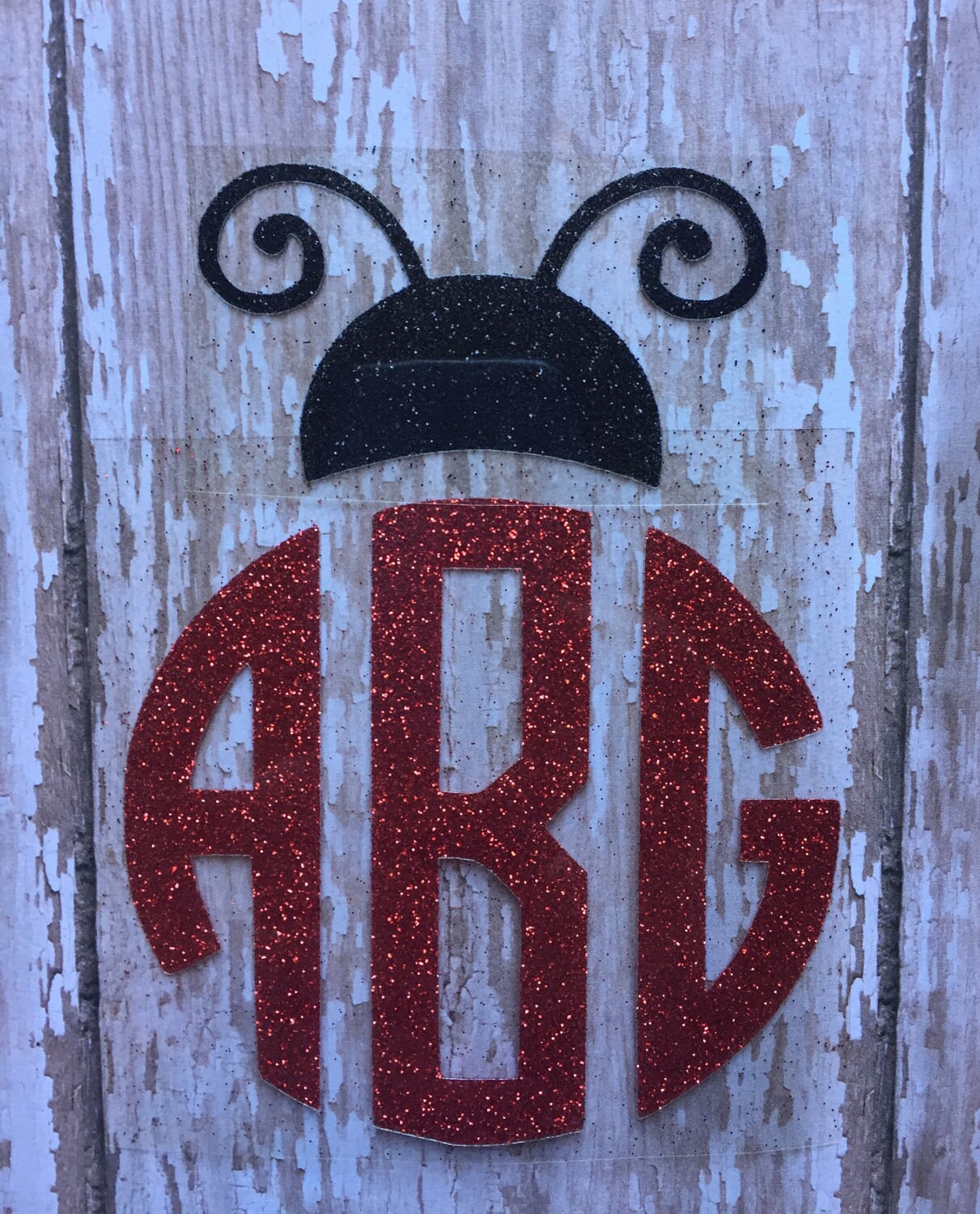Lady Bug Monogram Iron on Decal/ Glitter or Non Glitter Iron | Etsy