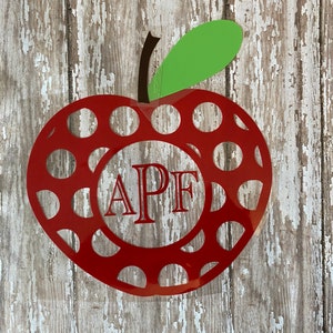 Apple Monogram Decal, Teacher Monogram, Iron on Apple Monogram, Sticker ...