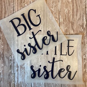 Sibling Matching Iron on Decal: Big, Middle or Little Sister or Brother ...
